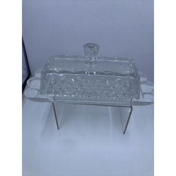 MCM | Dining | Vintagemid Century Clear Cut Glass Butter Dish Mcm ...